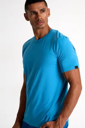 Shan Microfiber Crew Neck T-shirt - Blue