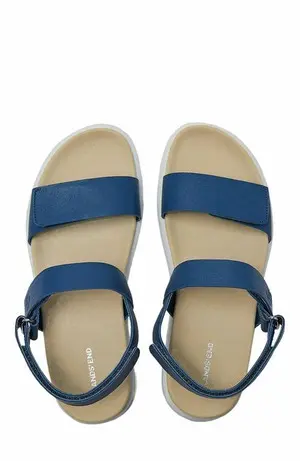 LANDS' END Adjustable Leather Sandals - Evening Blue