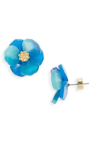 Nordstrom Floral Statement Stud Earrings - Blue Multi- Gold