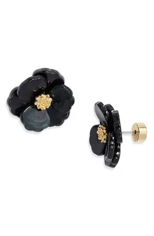 Nordstrom Floral Statement Stud Earrings - Grey- Gold
