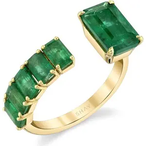 Shay 18k Gold Floating Emerald Ring - Green