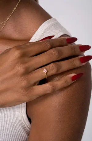 Bony Levy 14k Gold Pink Tourmaline Clover Ring