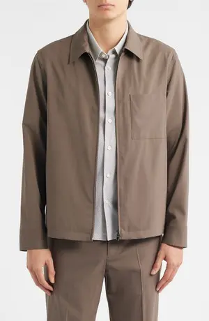 Theory Travel Motion Wool Blend Overshirt - Morel