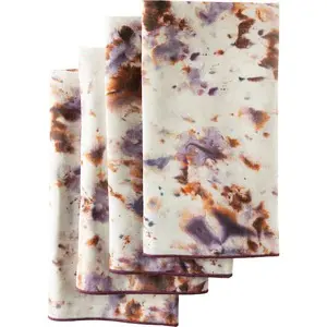 GOLDIE HOME Rose Marble Napkin Set Of 4 - Plum Trim