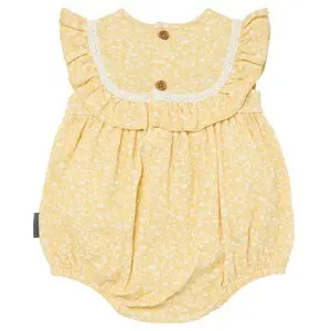 MODERN MOMENTS™ BY GERBER Ruffle Bubble Romper - Light Yellow Vine Flower
