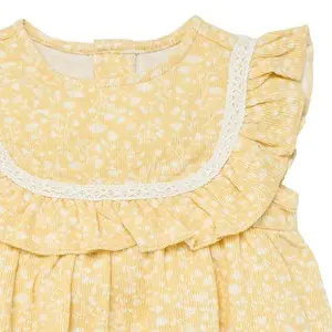 MODERN MOMENTS™ BY GERBER Ruffle Bubble Romper - Light Yellow Vine Flower