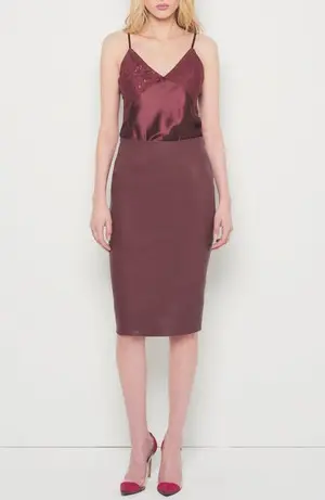 AS By DF Claude Stretch Leather Skirt - Decadent Wine