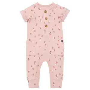 MODERN MOMENTS™ BY GERBER Short Sleeve Long Romper - Rose Tossed Daisy