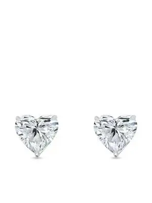TILLA 14kt Gold Diamond Heart Stud Earrings - White