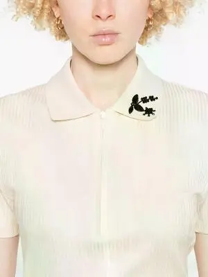 Moncler Beaded Polo Shirt - Neutrals