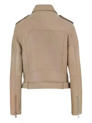 Pinko Leather Biker Jacket - Neutrals