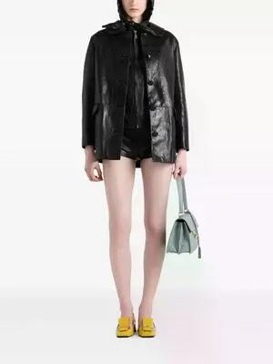 Prada Leather Button-up Jacket