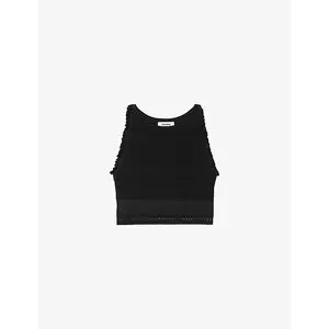 Sandro Sleeveless Cropped Knitted Top - Black