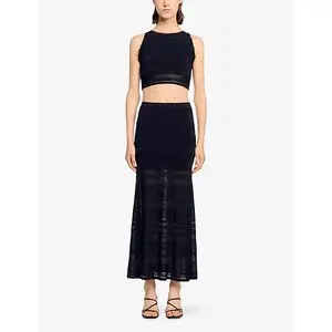Sandro Sleeveless Cropped Knitted Top - Black
