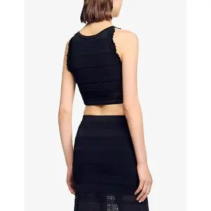 Sandro Sleeveless Cropped Knitted Top - Black