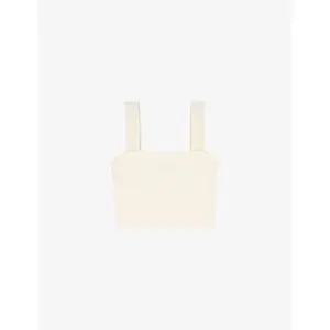 Maje Square-neck Cropped Knit Top - Blanc