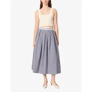 Maje Square-neck Cropped Knit Top - Blanc