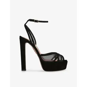 AQUAZZURA Divine Plateau 130 Mesh Heeled Sandals - Black