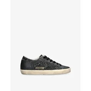 GOLDEN GOOSE Super Star Glitter-embellished Leather Low-top Sneakers - Black/comb