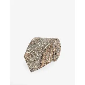 Dunhill Paisley-print Silk Neck Tie - Taupe