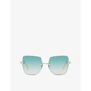 Dita Irregular-frame Metal Sunglasses - Silver