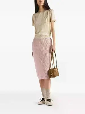 Prada Cotton Mesh Midi Skirt - Pink