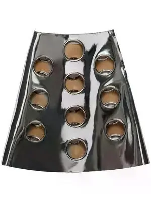 Prada Metallic Leather Midi Skirt - Silver