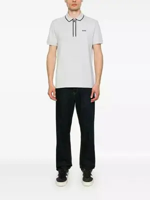BOSS Contrast-stripes Polo Shirt - Grey