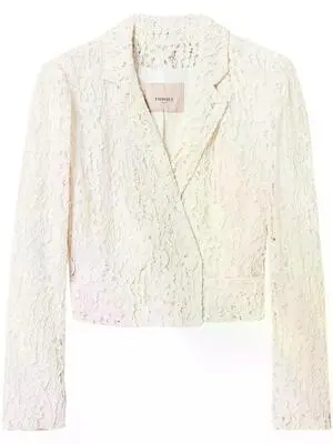 TWINSET Lace-panel Blazer - White