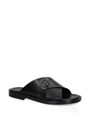 Roberto Cavalli Mirror Snake-monogram Slides