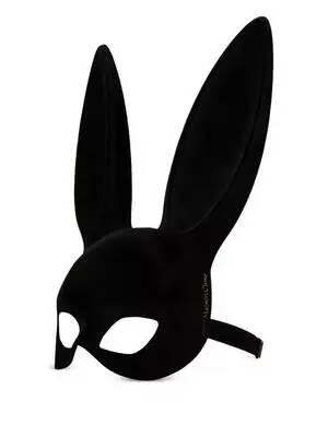 MAISON CLOSE Velvet Bunny Mask And Pompom - Black