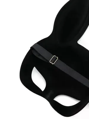 MAISON CLOSE Velvet Bunny Mask And Pompom - Black
