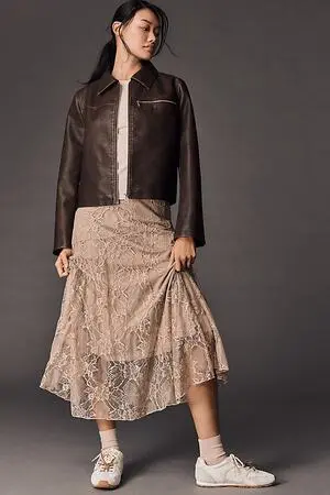 PILCRO Washed Faux Leather Cropped Moto Jacket