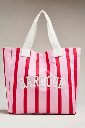 Barbour Emily Varsity Denim Tote - Pink Stripe