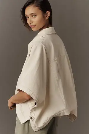 PILCRO Weston Cape Denim Jacket - Ivory