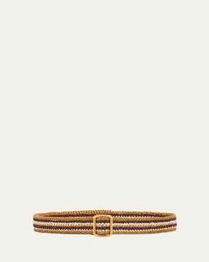 THE ROW THE ROW Ara Striped Belt Natural/dark Brown/i