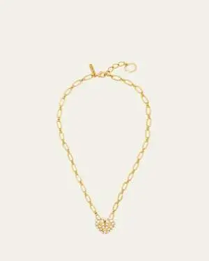 Oscar De La Renta Pearly-set Heart Pendant Necklace - Pearl