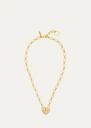 Oscar De La Renta Pearly-set Heart Pendant Necklace