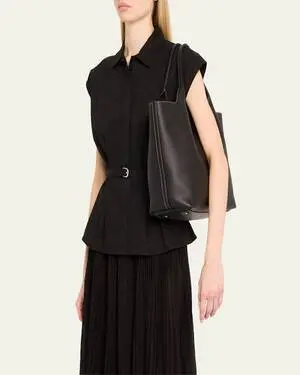 TOD'S Leather Shopping Tote Bag - Nero