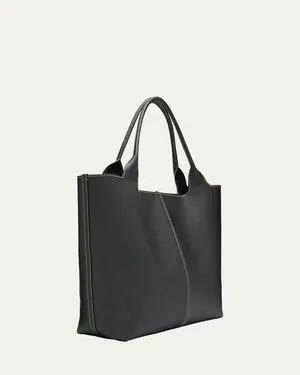 TOD'S Leather Shopping Tote Bag - Nero