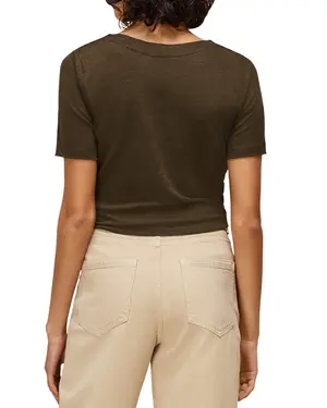 Whistles Linen Button Front Tie Top