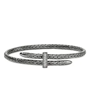 John Hardy Sterling Diamond Pave Spear Cuff Bracelet - Silver