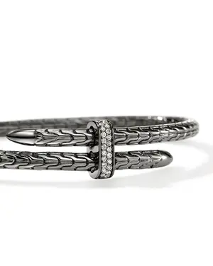 John Hardy Sterling Diamond Pave Spear Cuff Bracelet - Silver