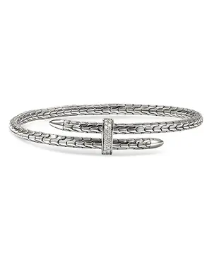 John Hardy Spear Diamond Pave Flex Cuff Bracelet - Silver