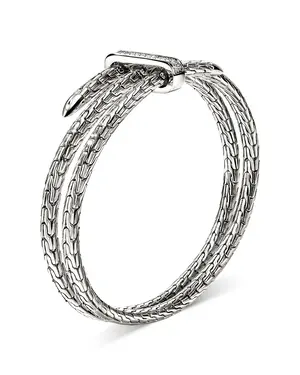 John Hardy Sterling Spear Diamond Pave Cuff Bracelet - Silver