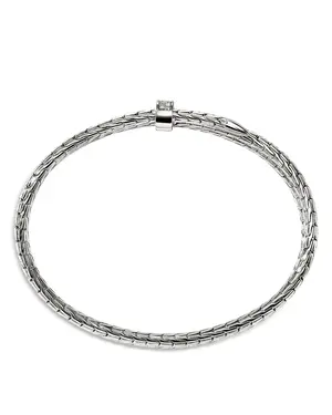 John Hardy Sterling Spear Diamond Pave Cuff Bracelet - Silver