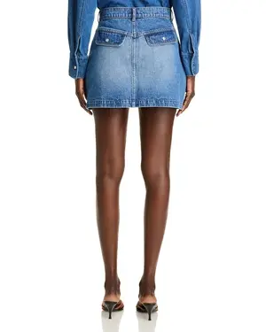 Aqua Utility Denim Mini Skirt