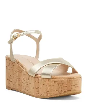 STUART WEITZMAN Dayna Platform Wedge Sandals - Light Gold