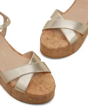 STUART WEITZMAN Dayna Platform Wedge Sandals - Light Gold