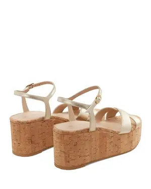 STUART WEITZMAN Dayna Platform Wedge Sandals - Light Gold
